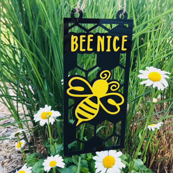 "Bee Nice" Garden Flag - Spring Garden Flag – Glowforge Shop