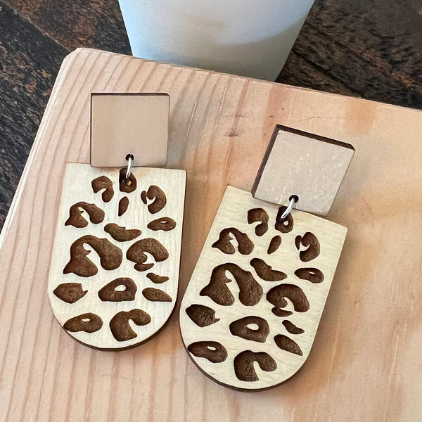 Circle Stud and Leopard Print Flat Top Oval Dangle Earrings – Glowforge Shop