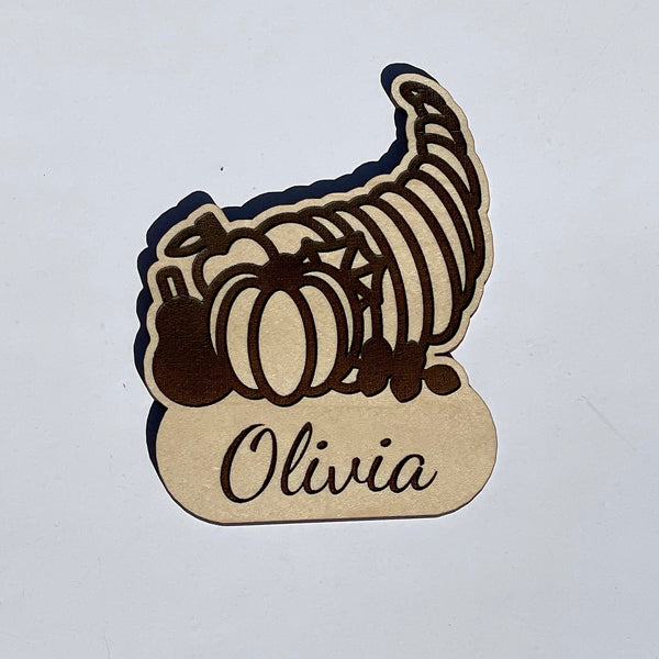 Cornucopia Thanksgiving Place Setting Name Card with Easel – Glowforge Shop