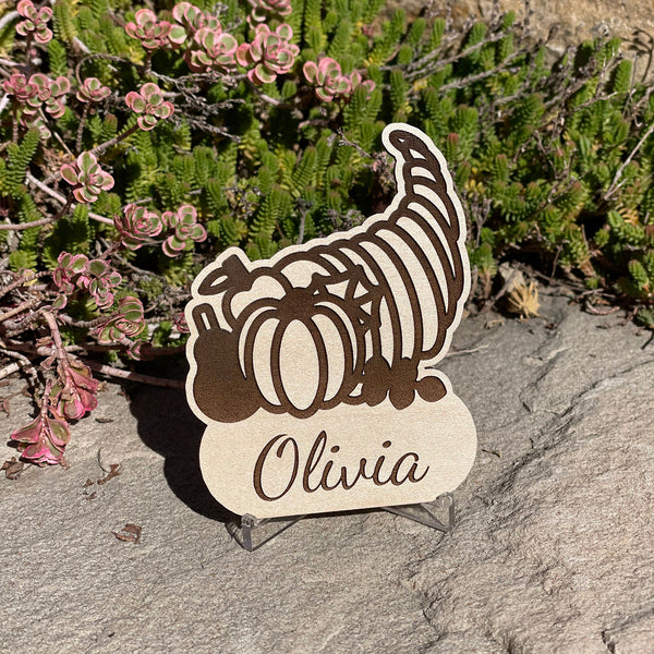 Cornucopia Thanksgiving Place Setting Name Card with Easel – Glowforge Shop
