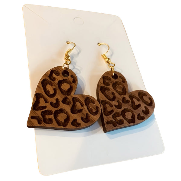 Leopard Print Heart Dangle Earrings – Glowforge Shop