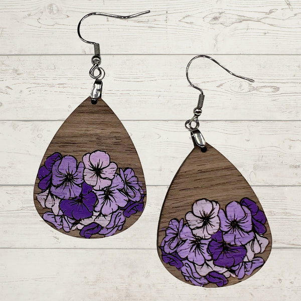 Pretty Pansy Teardrop Dangle Earrings – Glowforge Shop