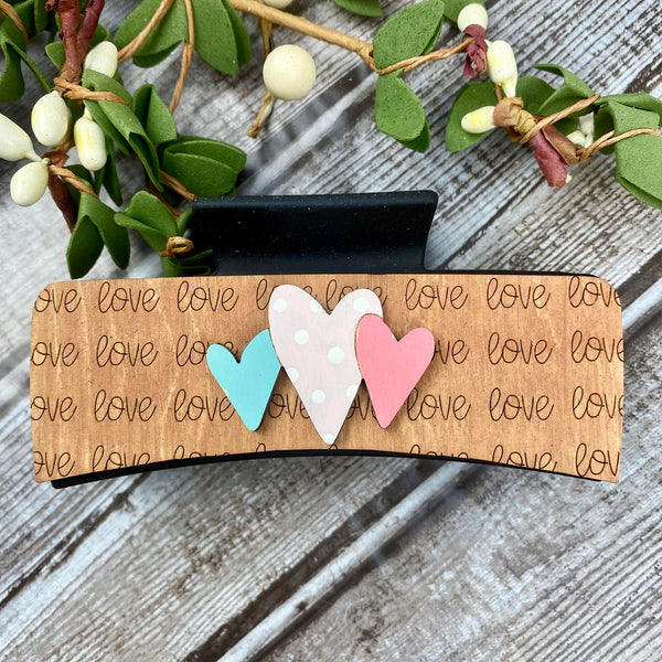 Scored Love and Hearts Valentine's Day Hair Clip – Glowforge Shop