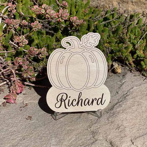Thanksgiving Pumpkin Dinner Place Setting Name Card with Easel ...