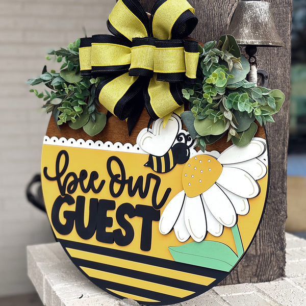 Bee Our Guest Layered Door Hanger – Glowforge Shop