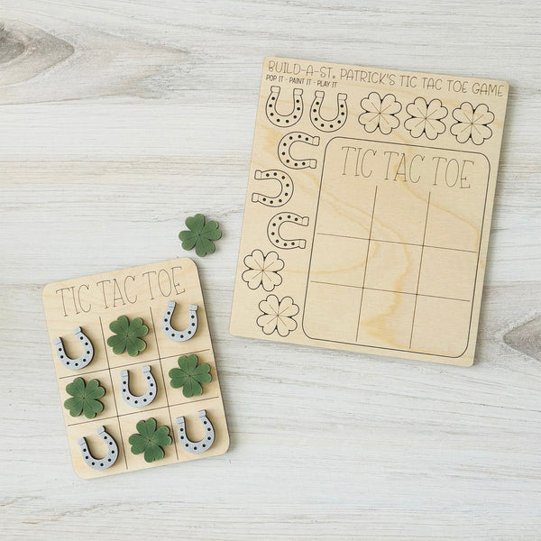 Build a St. Patrick's Day Tic Tac Toe Game Pop-Out Card (Clover and Ho ...