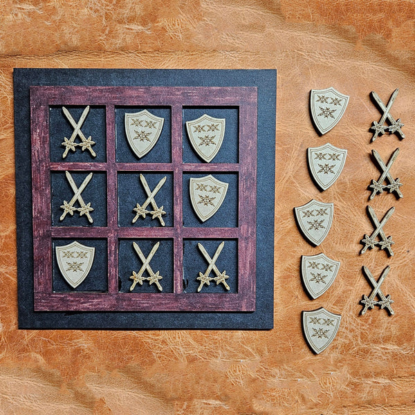 Medieval-Themed Swords and Shields Tic-Tac-Toe Game – Glowforge Shop