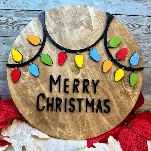 "Merry Christmas" Christmas Lights Door Sign – Glowforge Shop