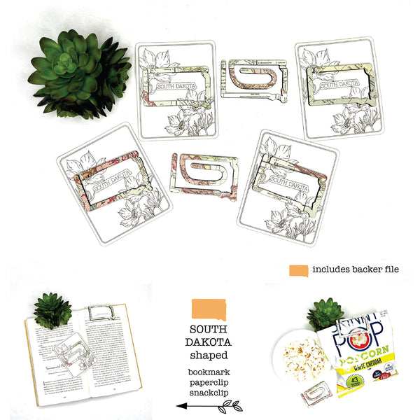 South Dakota Shaped Bookmark with Card Backer - Paperclip - Snack Bag ...