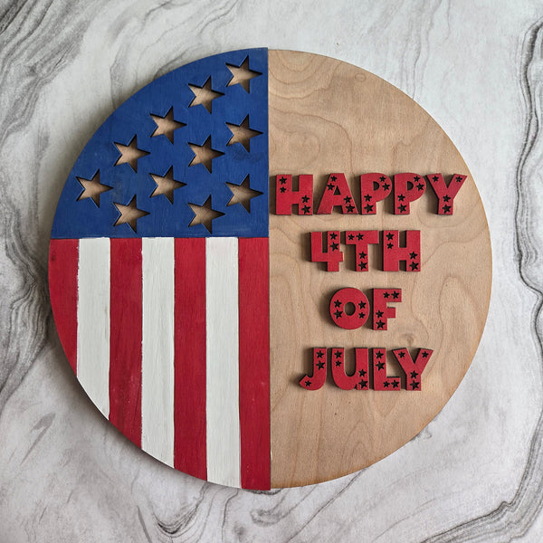 Stars and Stripes Happy 4th of July Door Hanger – Glowforge Shop