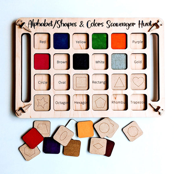 2 In 1 Alphabet/Shapes & Colors Scavenger Hunting Tray – Glowforge Shop