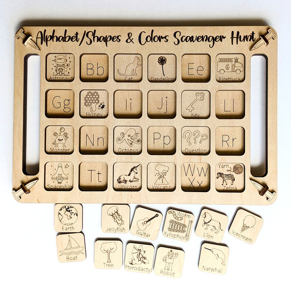 2 In 1 Alphabet/Shapes & Colors Scavenger Hunting Tray – Glowforge Shop