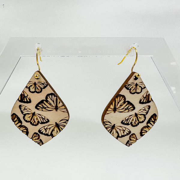 Butterfly Engraved Teardrop Earrings – Glowforge Shop
