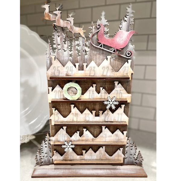 Christmas Calendar Countdown Santa's Rooftop Sleigh with Reindeer ...