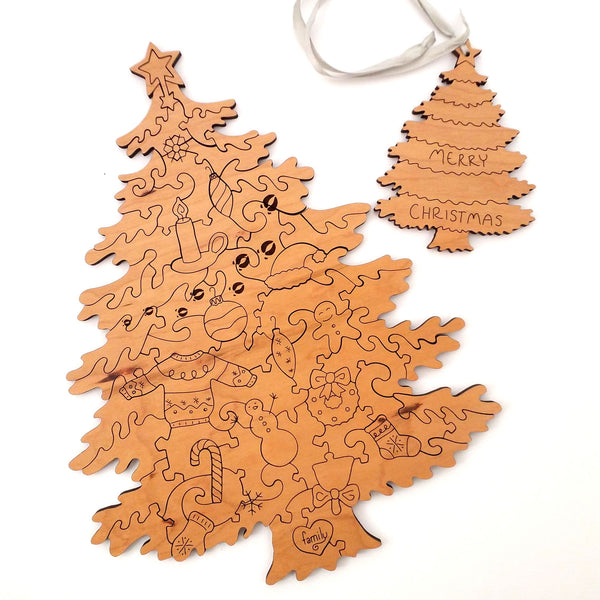 Customizable Christmas Tree Puzzle with Whimsies And Matching Gift Tag ...