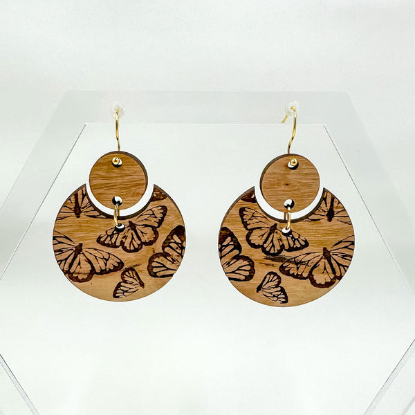 Engraved Butterfly Pattern Dangle Earrings – Glowforge Shop