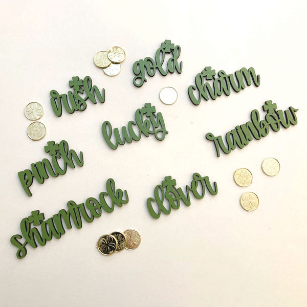 St. Patrick Day Words with a Shamrock Embellishment (Set of 8 ...