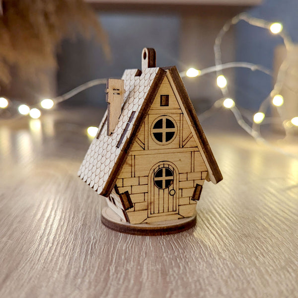 Charming Christmas House Ornament - Building Miniature With Hanging Ho ...