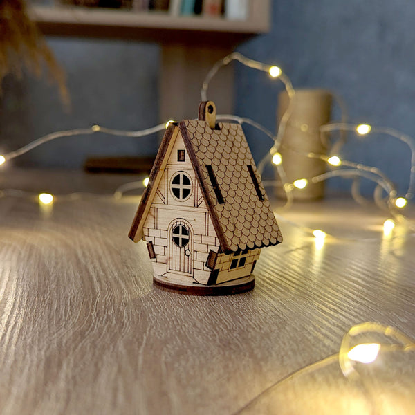 Charming Christmas House Ornament - Building Miniature With Hanging Ho ...