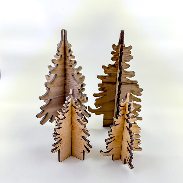 3D Pine Trees Christmas Trees Christmas Village Trees (Set of 4 ...