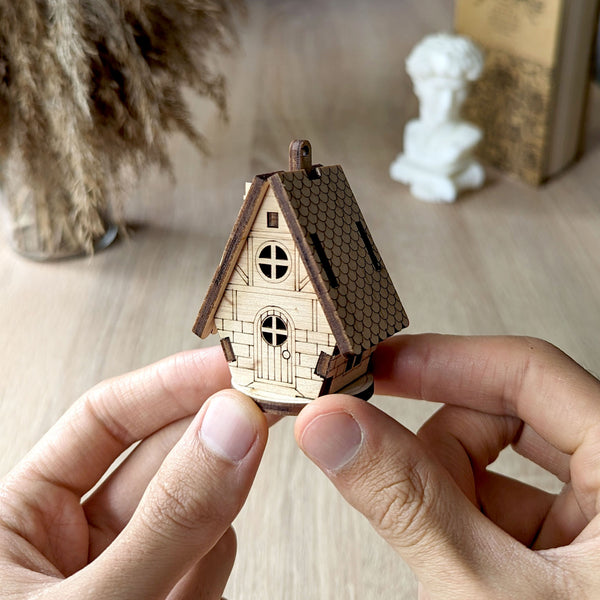 Charming Christmas House Ornament - Building Miniature With Hanging Ho ...