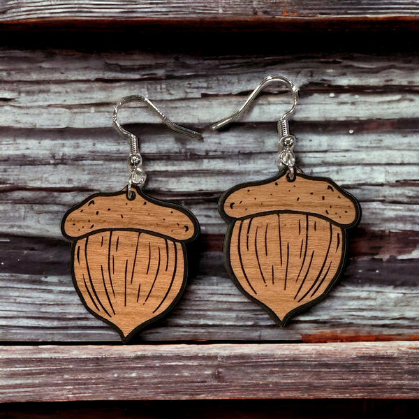 Acorn Minimalist Earrings - Acorn Food Dangle Earrings – Glowforge Shop