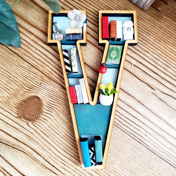 Alphabet Miniature Bookshelf - Letter "V" – Glowforge Shop