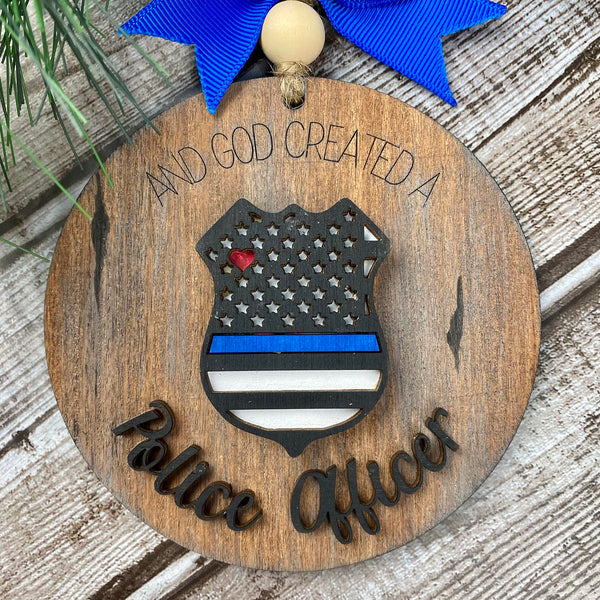 And God Created A Police Officer Christmas Ornament / Gift Tag ...