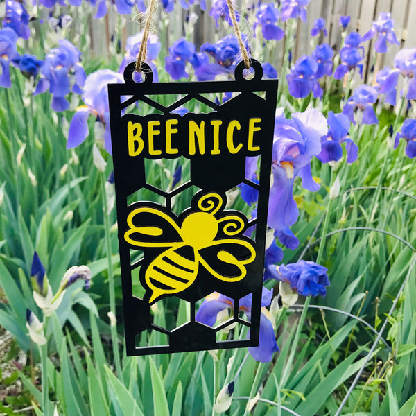 "Bee Nice" Garden Flag - Spring Garden Flag – Glowforge Shop