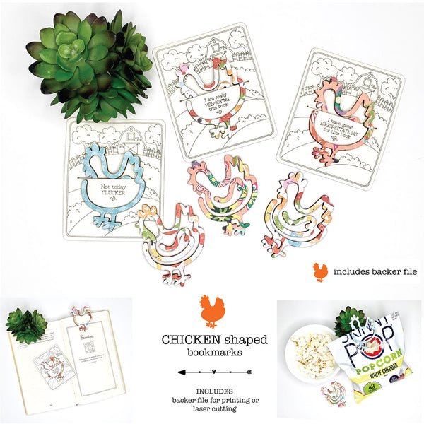 Chicken Shaped Bookmark with Card Backer - Paperclip - Snack Bag Closu ...