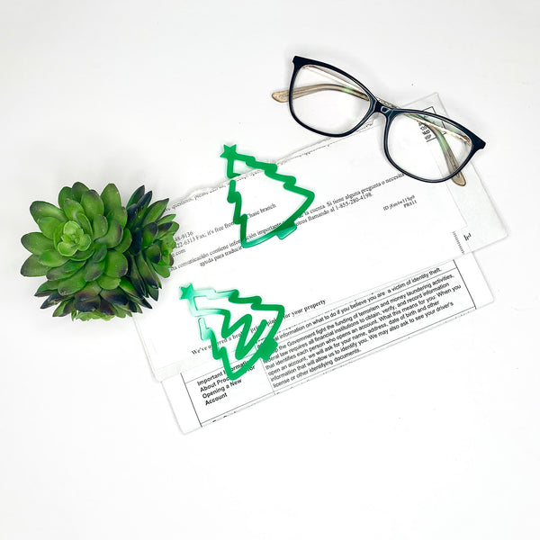 Christmas Tree-Shaped Bookmark with Card Backer - Paperclip - Snack Ba ...