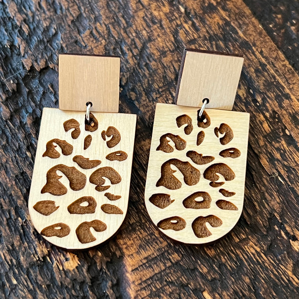 Circle Stud and Leopard Print Flat Top Oval Dangle Earrings – Glowforge ...