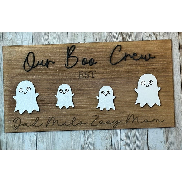 Customizable Our Boo Crew Halloween Family Wall Sign – Glowforge Shop