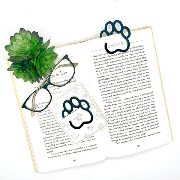 Dog Paw-Shaped Bookmark with Card Backer - Paperclip - Snack Bag Closu ...