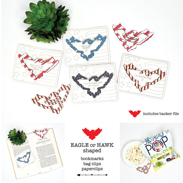 Eagle or Hawk-Shaped Bookmark with Card Backer - Paperclip - Snack Bag ...