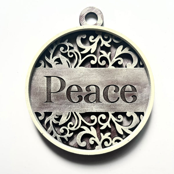 Engraved Flourish Ornaments - "Peace" – Glowforge Shop