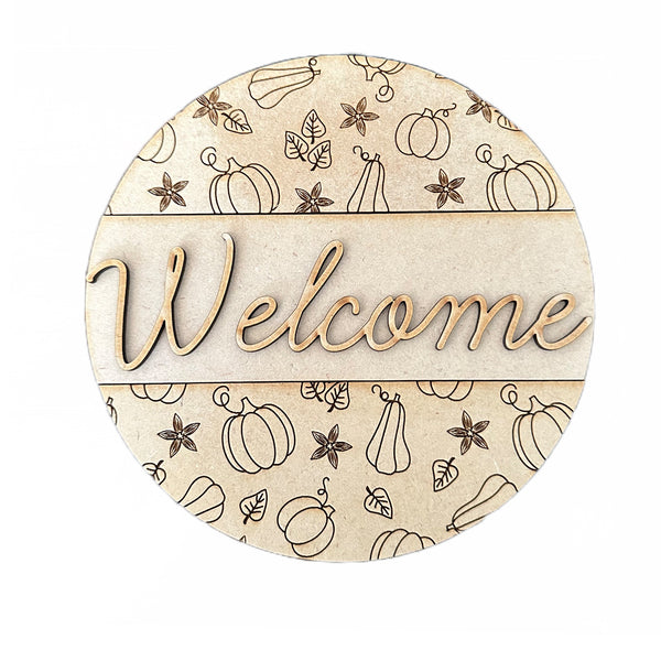 Fall Pumpkin Welcome Sign - Thanksgiving Welcome Sign – Glowforge Shop
