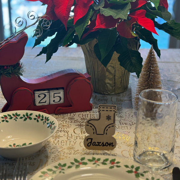 Personalized Festive Stocking Name Plate & Easel – Glowforge Shop