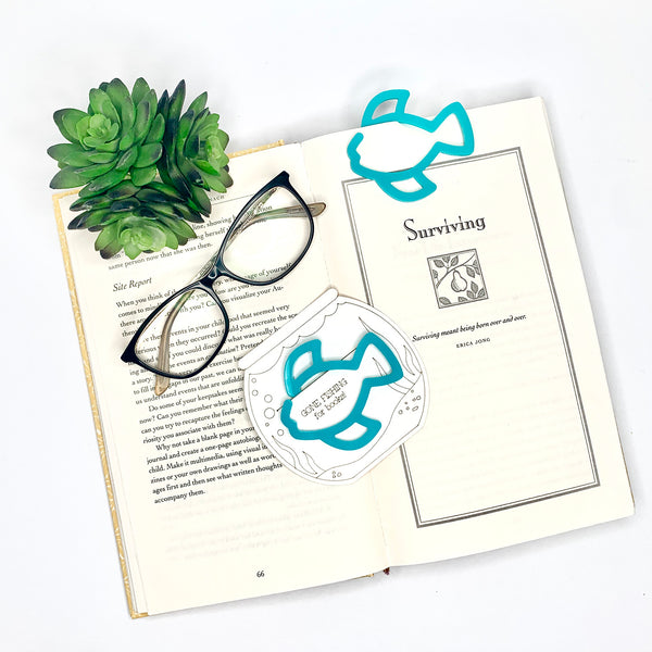 Fish-Shaped Bookmark with Card Backer - Paperclip - Snack Bag Closure ...