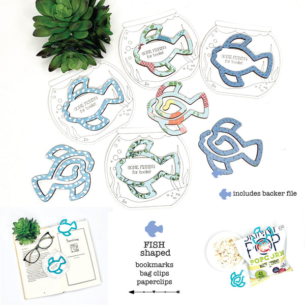 Fish-Shaped Bookmark with Card Backer - Paperclip - Snack Bag Closure ...