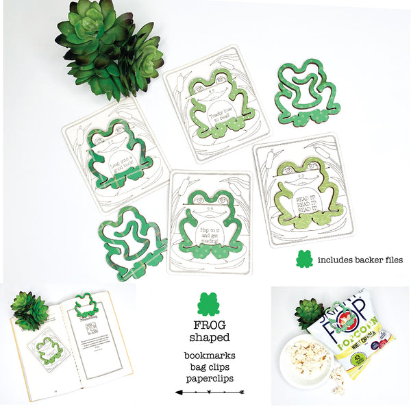 Frog-Shaped Bookmark with Card Backer - Paperclip - Snack Bag Closure ...