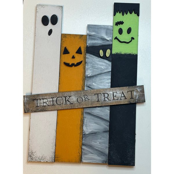 Ghost, Pumpkin, Mummy and Frankenstein Halloween Door Sign – Glowforge Shop