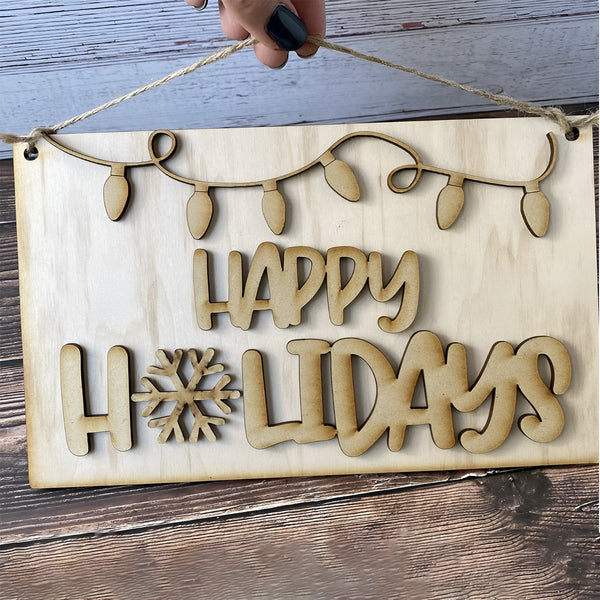 Happy Holidays with Christmas Lights Sign – Glowforge Shop