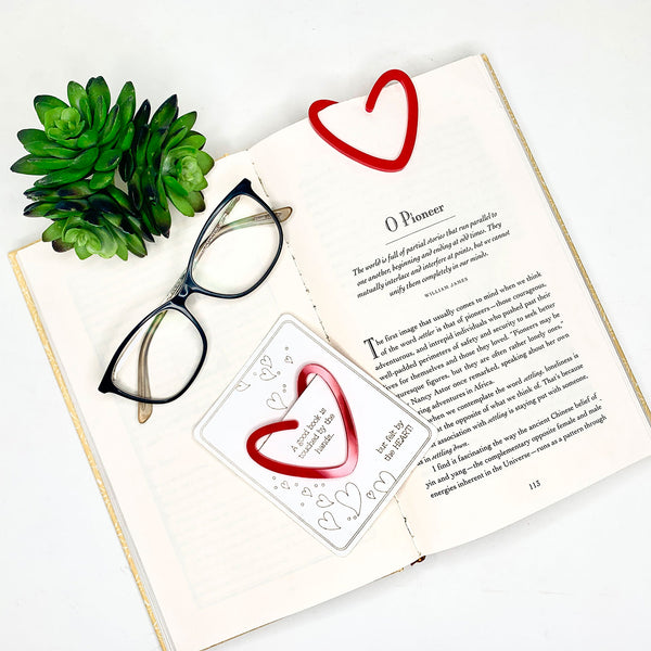 Heart-Shaped Bookmark with Card Backer - Paperclip - Snack Bag Closure ...