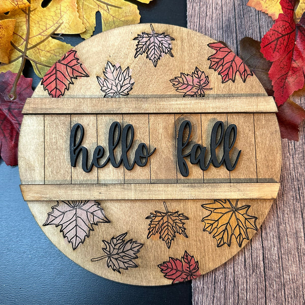 Hello Fall Autumn Leaves Halloween Door Sign – Glowforge Shop