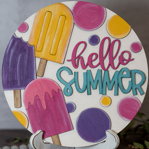 Hello Summer Popsicles Door Hanger - Hello Summer Door Sign – Glowforge ...
