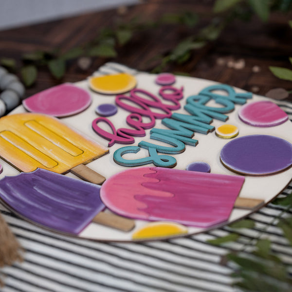 Hello Summer Popsicles Door Hanger - Hello Summer Door Sign – Glowforge ...