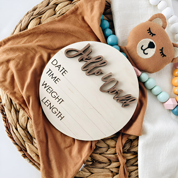 Hello World Birth Announcement Sign – Glowforge Shop