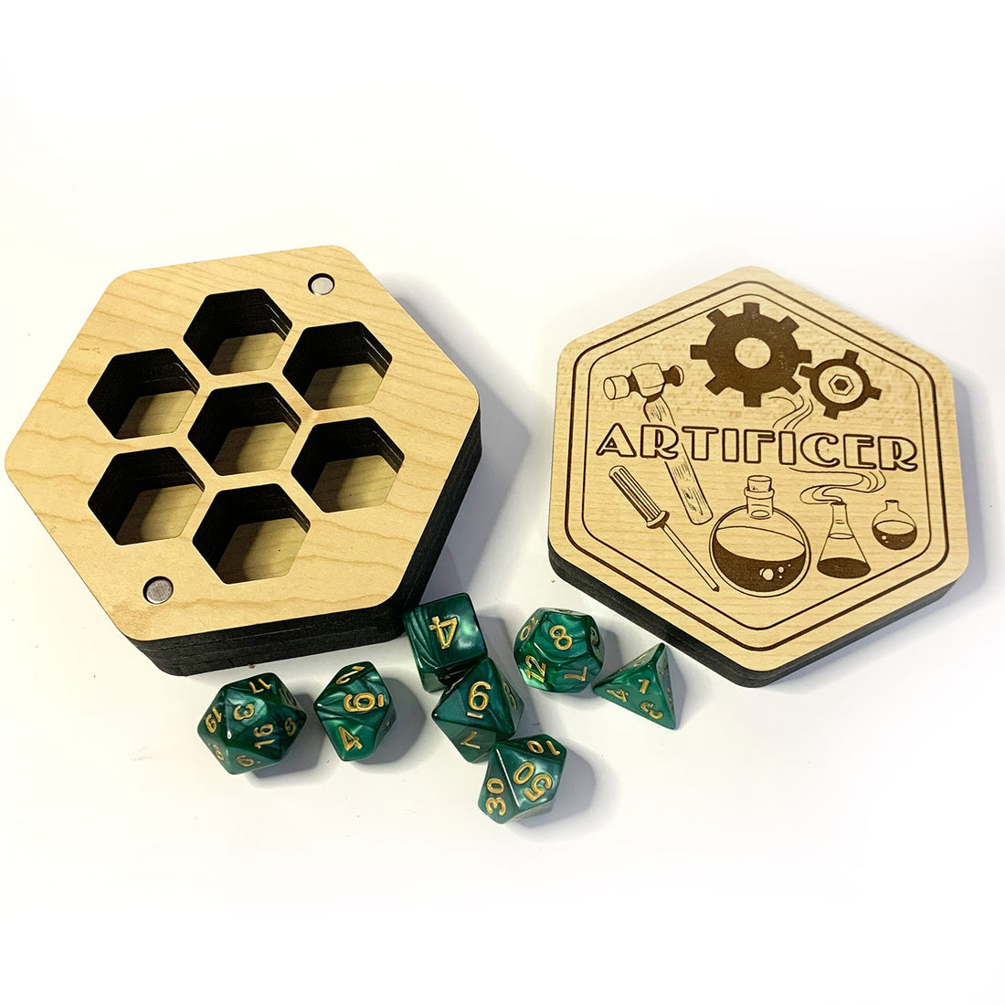 Hexagonal Artificer Dice Box - Hex Artificer Dice Vault – Glowforge Shop