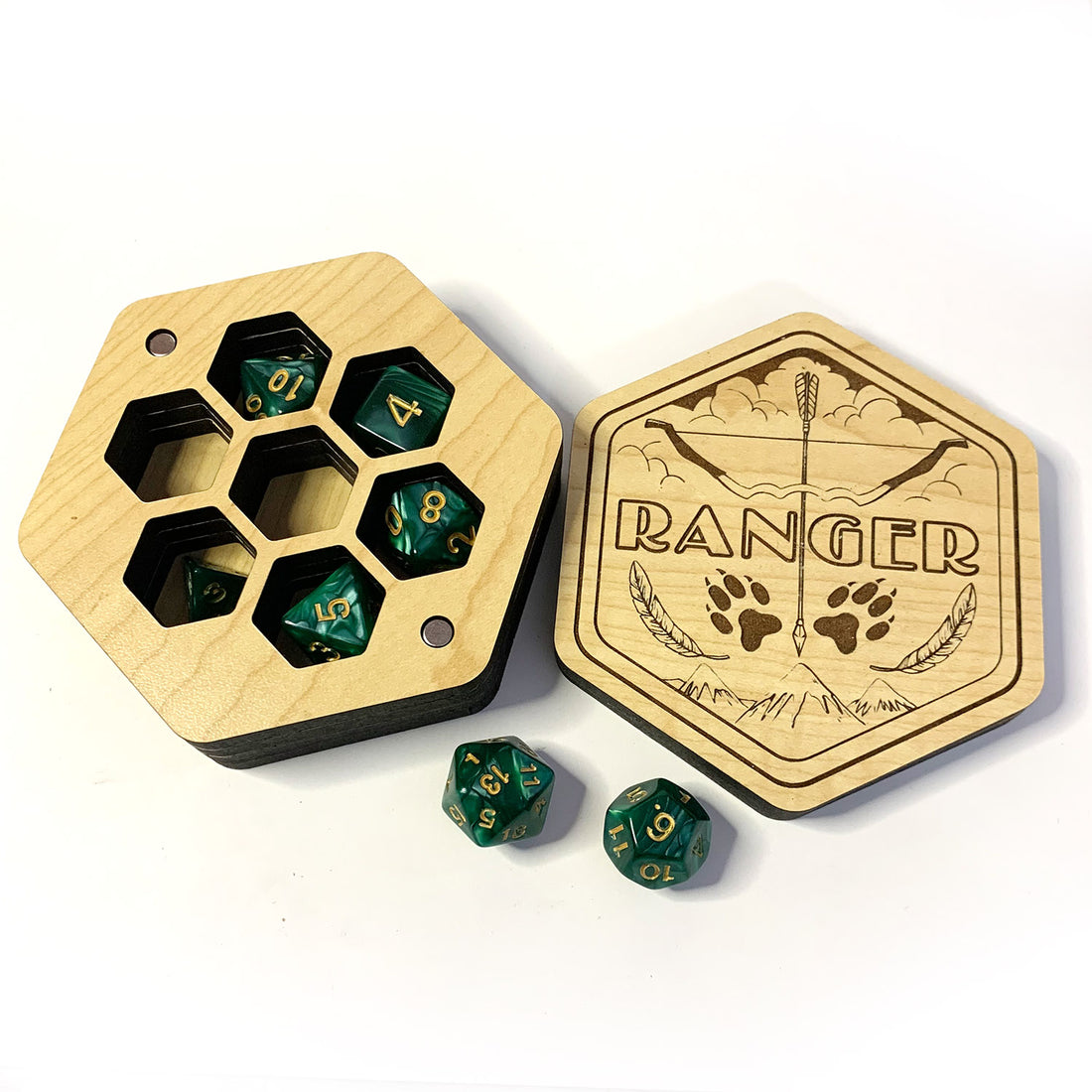 Hexagonal Ranger Dice Box - Hex Ranger Dice Vault – Glowforge Shop